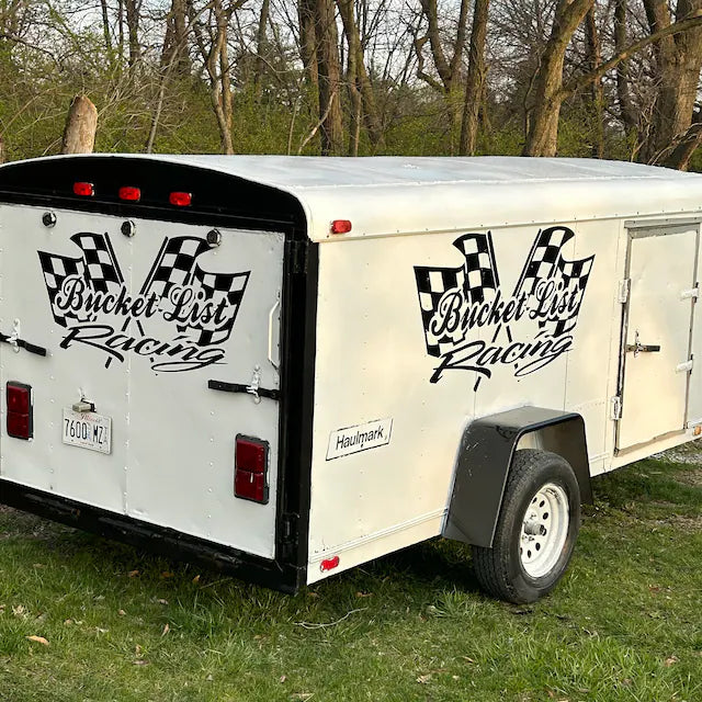 Checkered Flag Trailer Decal - Racing Sticker Graphics