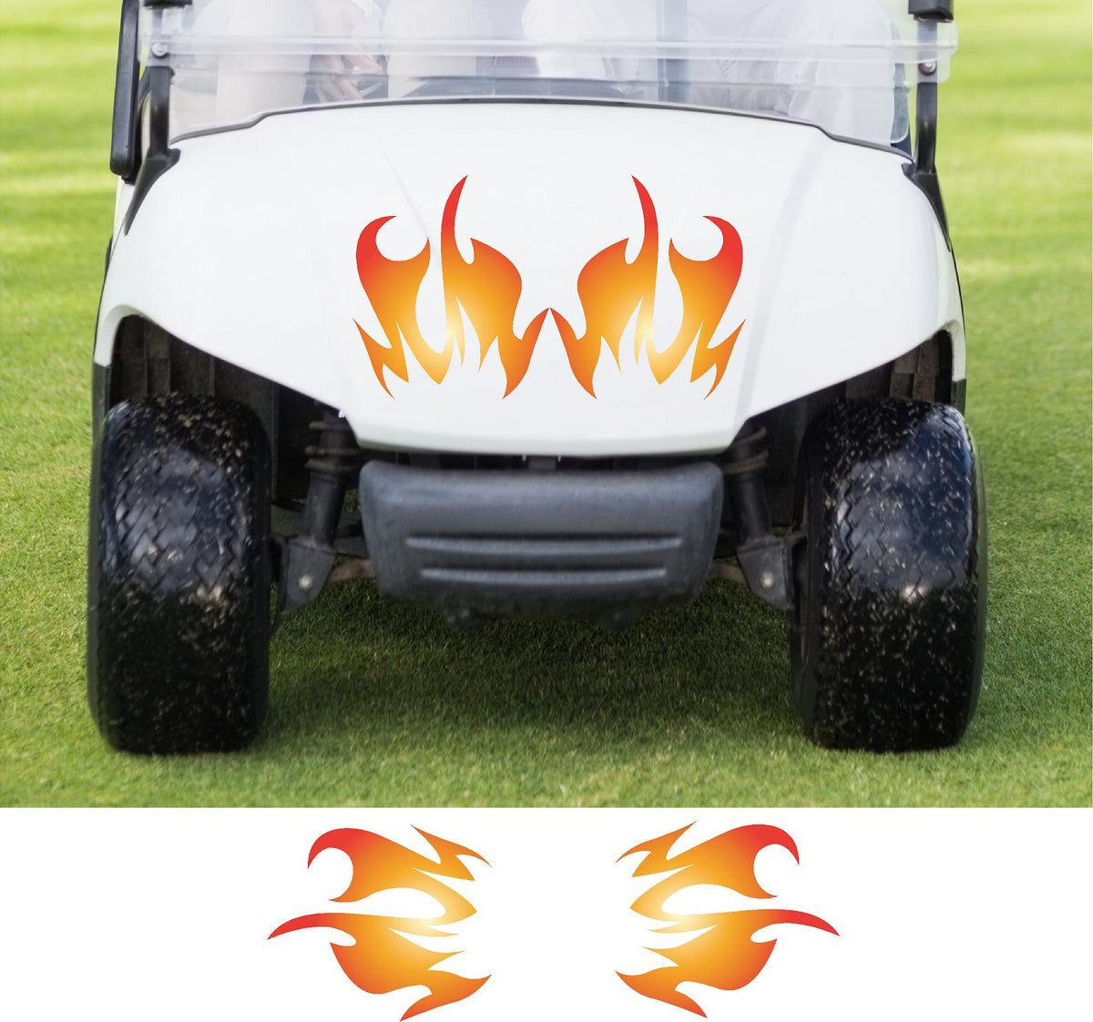 StickerChef Faded Flames Golf Cart Decal Set – 3-Piece Vinyl