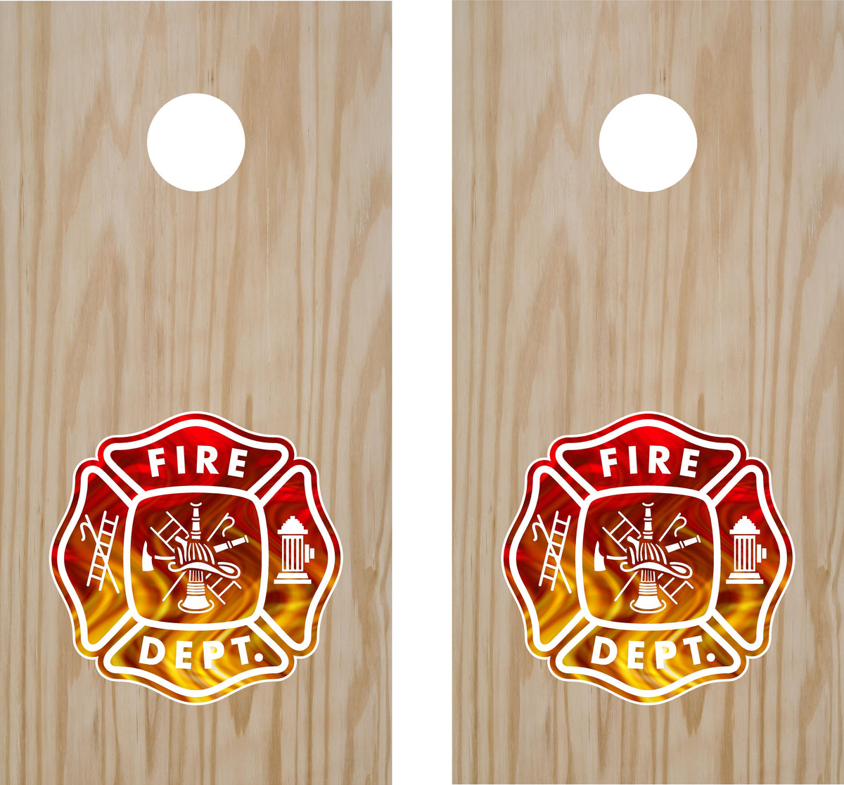 Fire Dept Cornhole Decals | Real Flames | StickerChef