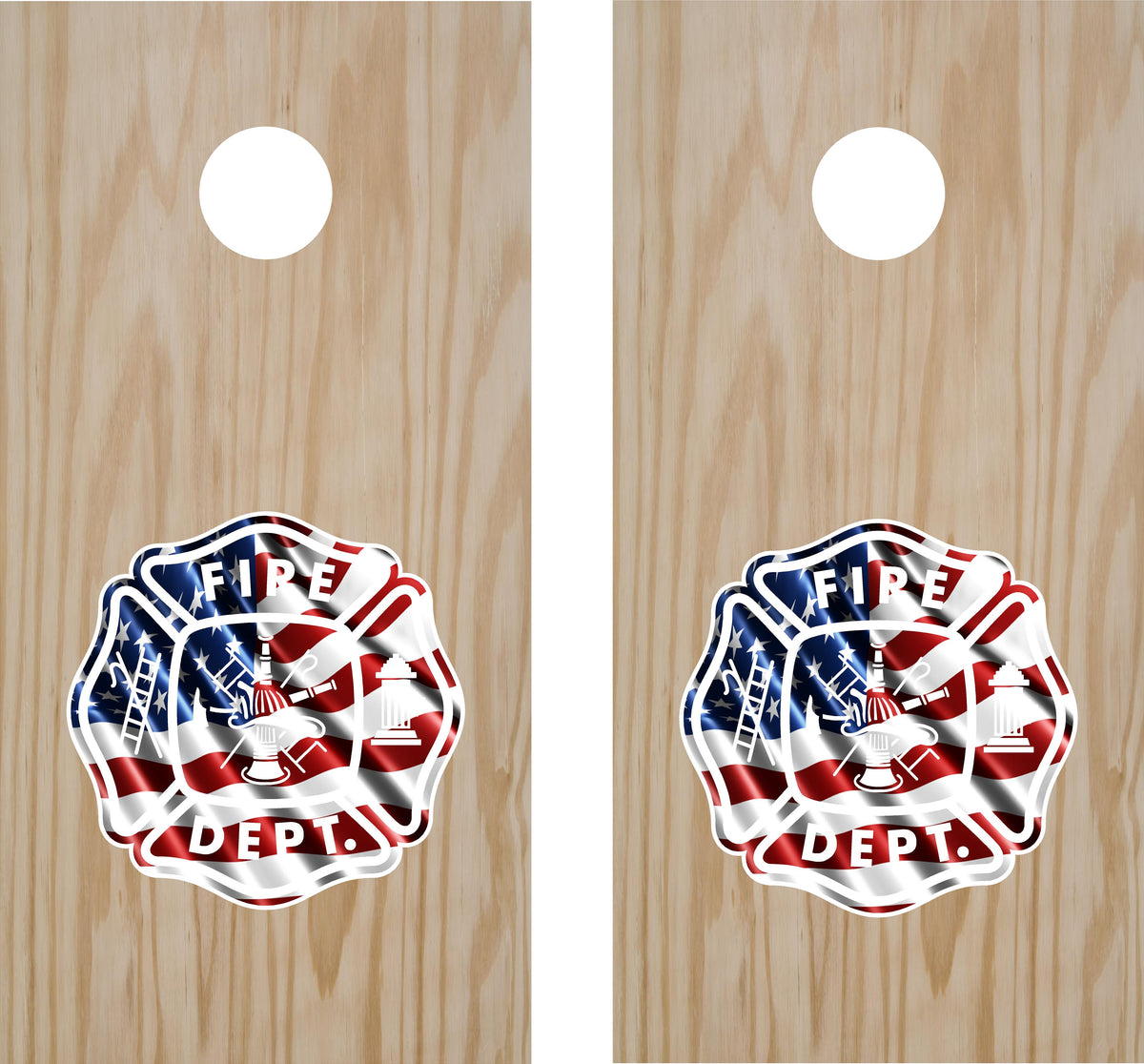 Fire Department Cornhole Decals - American Flag Set of 2