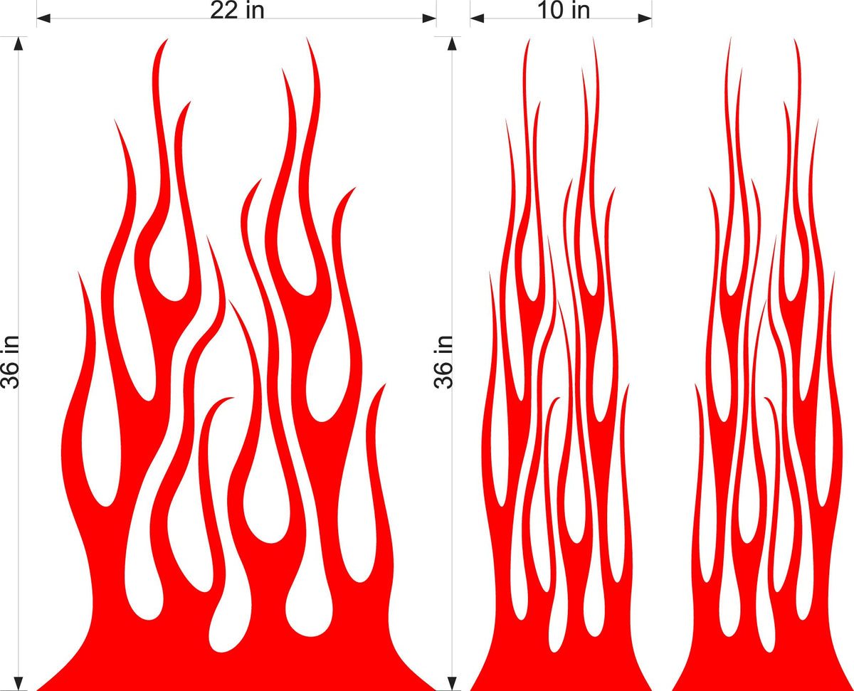 Fire Flames Hood Decal and Sides Set Car Vinyl Stickers HF13SET