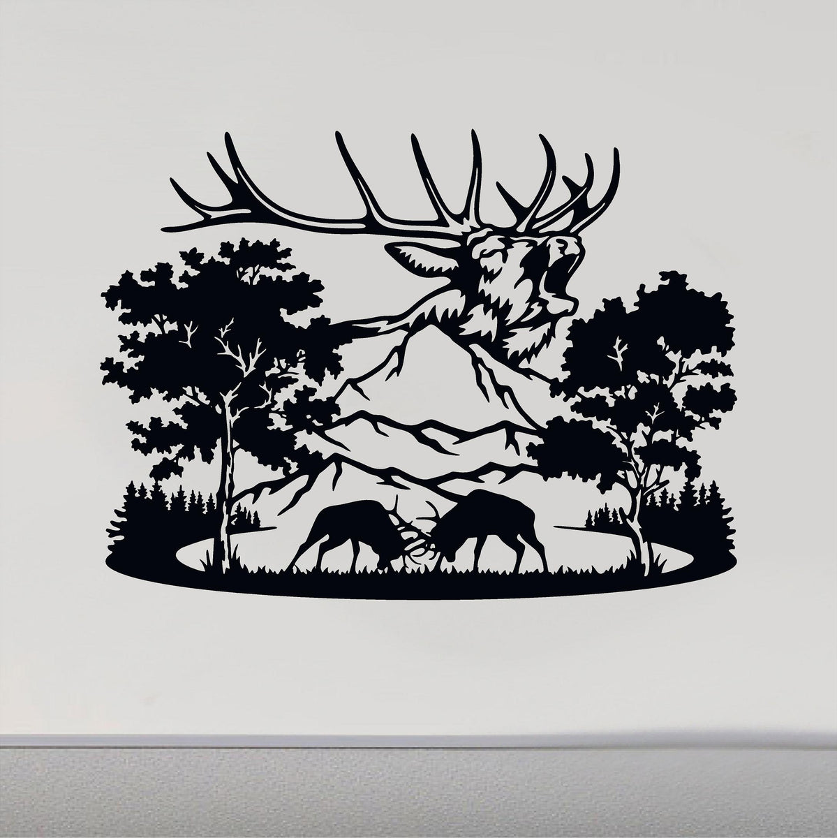 Elk Fighting Hunting Mountains RV Replacement Decals