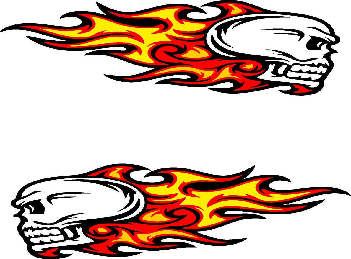 Flaming Skull Golf Cart Decals - Hot Rod Flame Graphics 16"x4.5" | Free ...