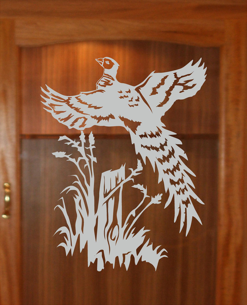 Pheasant Hunting Fence Post Etched Vinyl Decal - Air Release DIY
