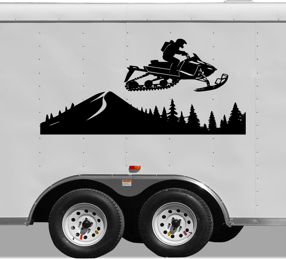 Snowmobile Racing Trailer Decals - Scenic Trees & Mountain Landscape ...