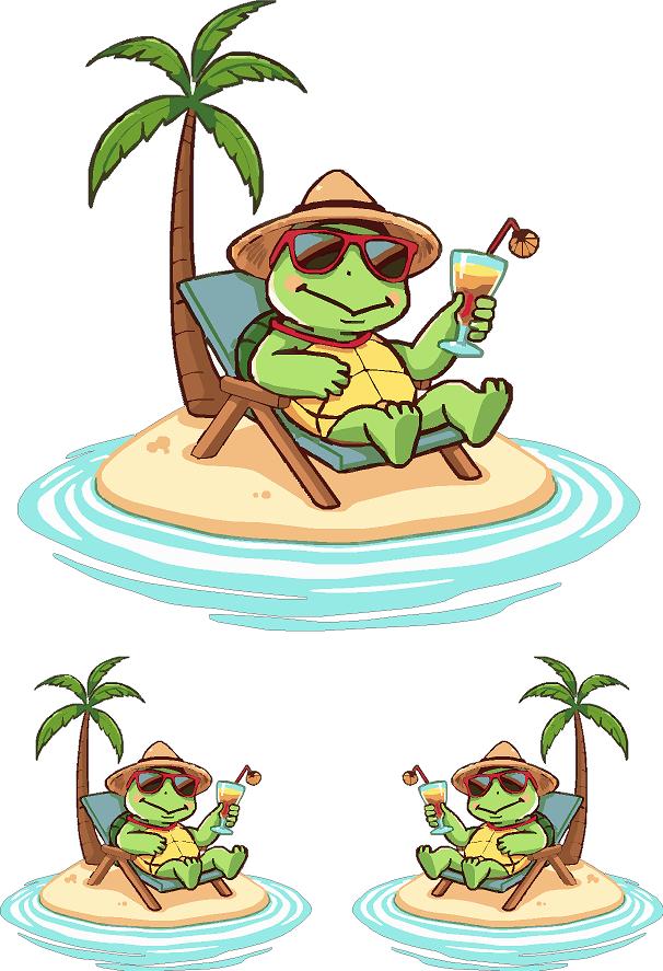 Chill Turtle Island Time Decal Set | StickerChef