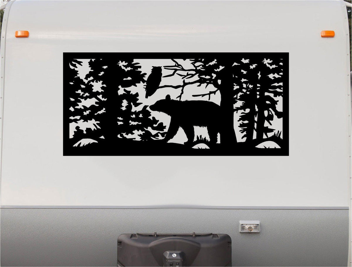 Bear Forest Mountains RV Camper 5th Wheel Motor Home Vinyl Decal Stick
