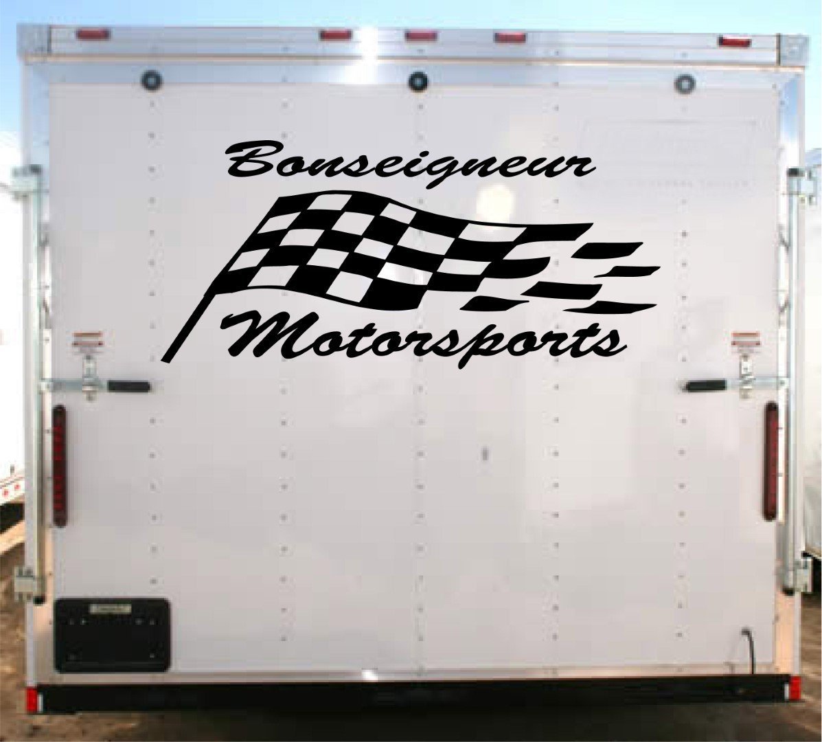 Checkered Flag Racing Trailer Decal Vinyl Decal Custom Text Trailer St