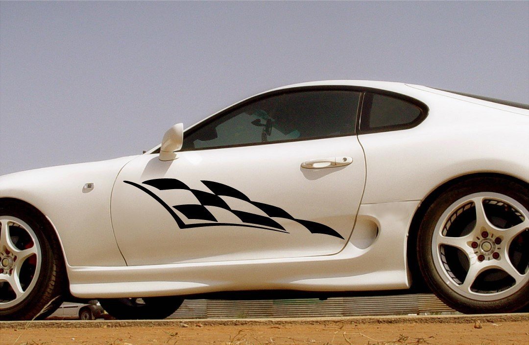 Checkered Flag Racing Trailer Decals Stickers Murals Set Auto Car Truc