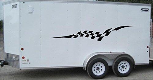 Checkered Flag Racing Trailer Decals Stickers Set
