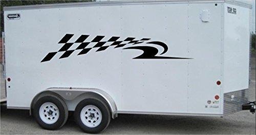Checkered Flag Racing Trailer Decals Stickers Murals Set Auto Car Truc