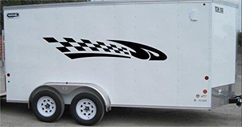 StickerChef Checkered Flag Racing Trailer Decals Stickers Murals Set A