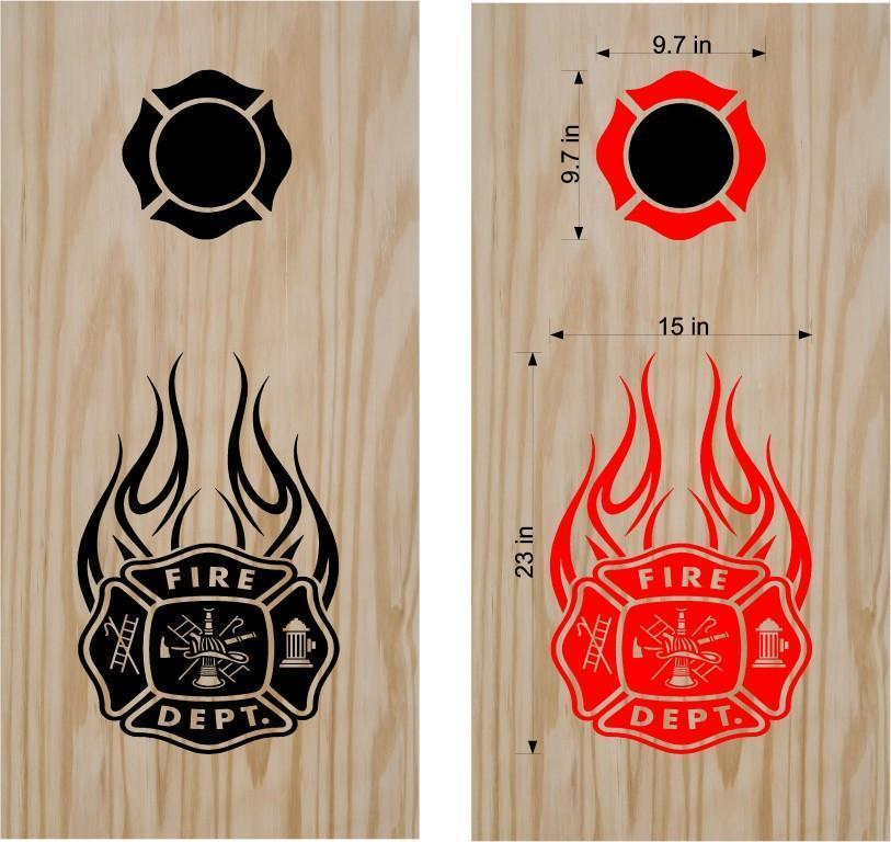 Custom Firefighter Flames Cornhole Board Decals for Game