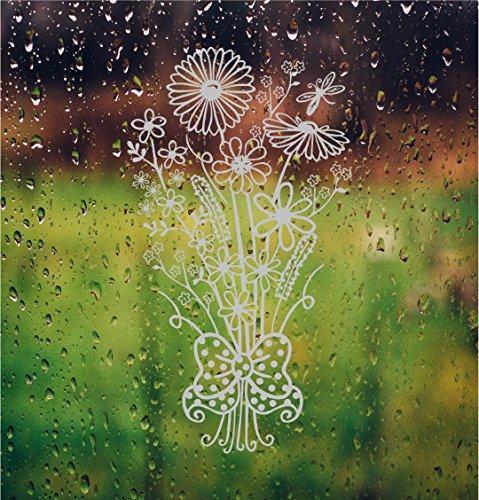 Daisy Flowers Ribbon Bow DIY Etched Glass Vinyl Privacy Film