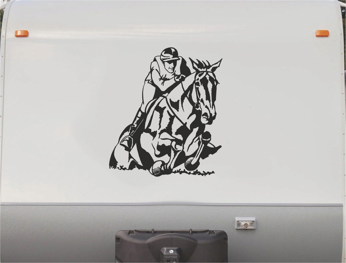 Equestrian Horseback Riding Horse Trailer Vinyl Decals Enclosed Traile