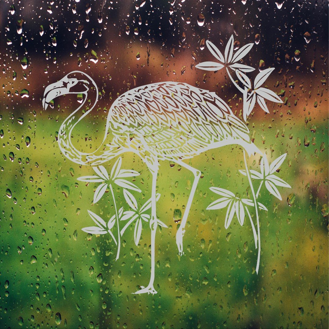 Flamingos Palm Tree Frosted Privacy Window Film