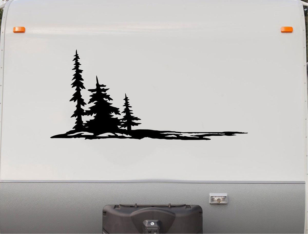 Forest Pine Trees Mountains Decal for RVs Campers