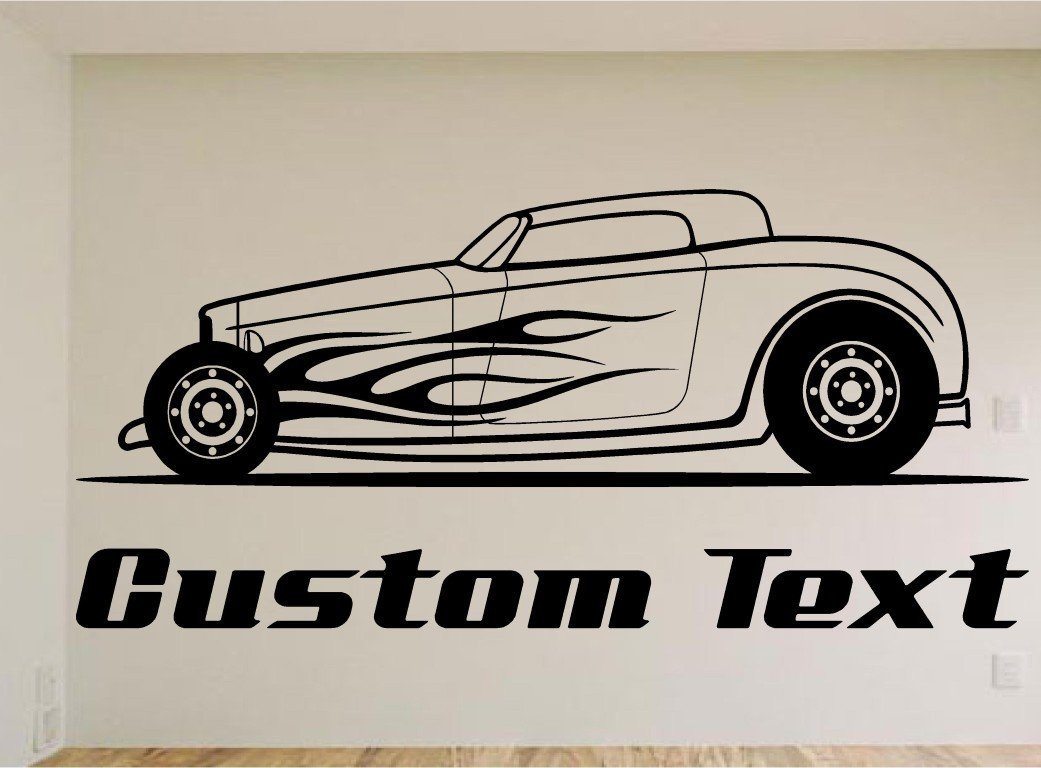Flamed Hot Rod Wall Decal - Vintage Muscle Car Auto Vinyl | StickerChef