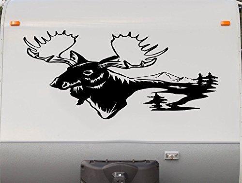 Moose Rustic Mountain RV Camper Vinyl Decal Sticker