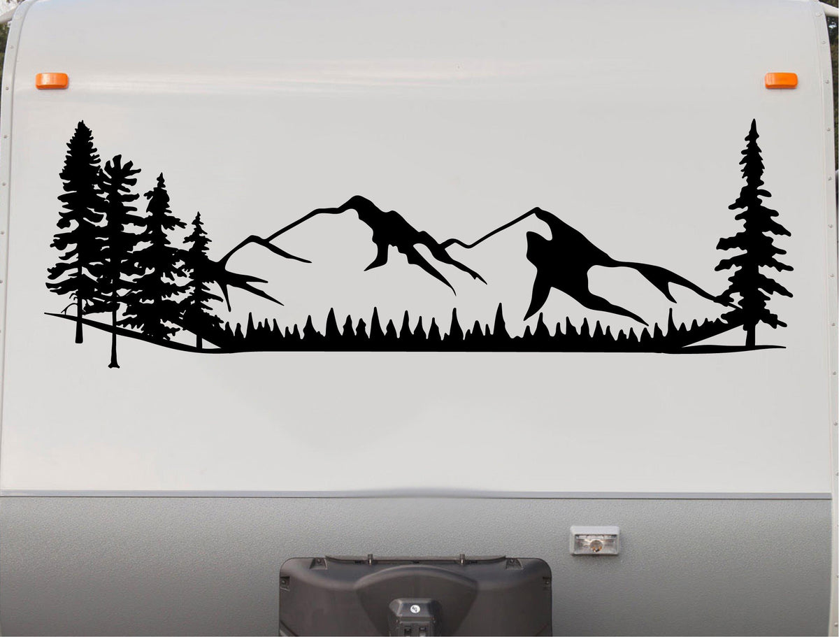 Rocky Mountains Camper Decal Scene Trailer RV Stickers Replacement
