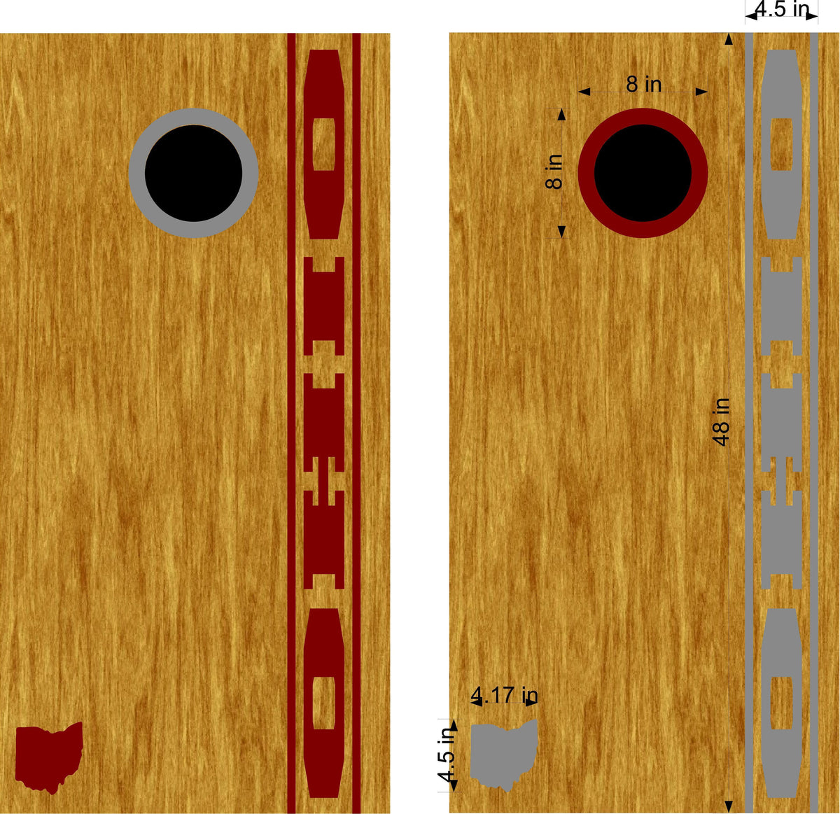 Ohio State Cornhole Board Vinyl Decal Sticker Set