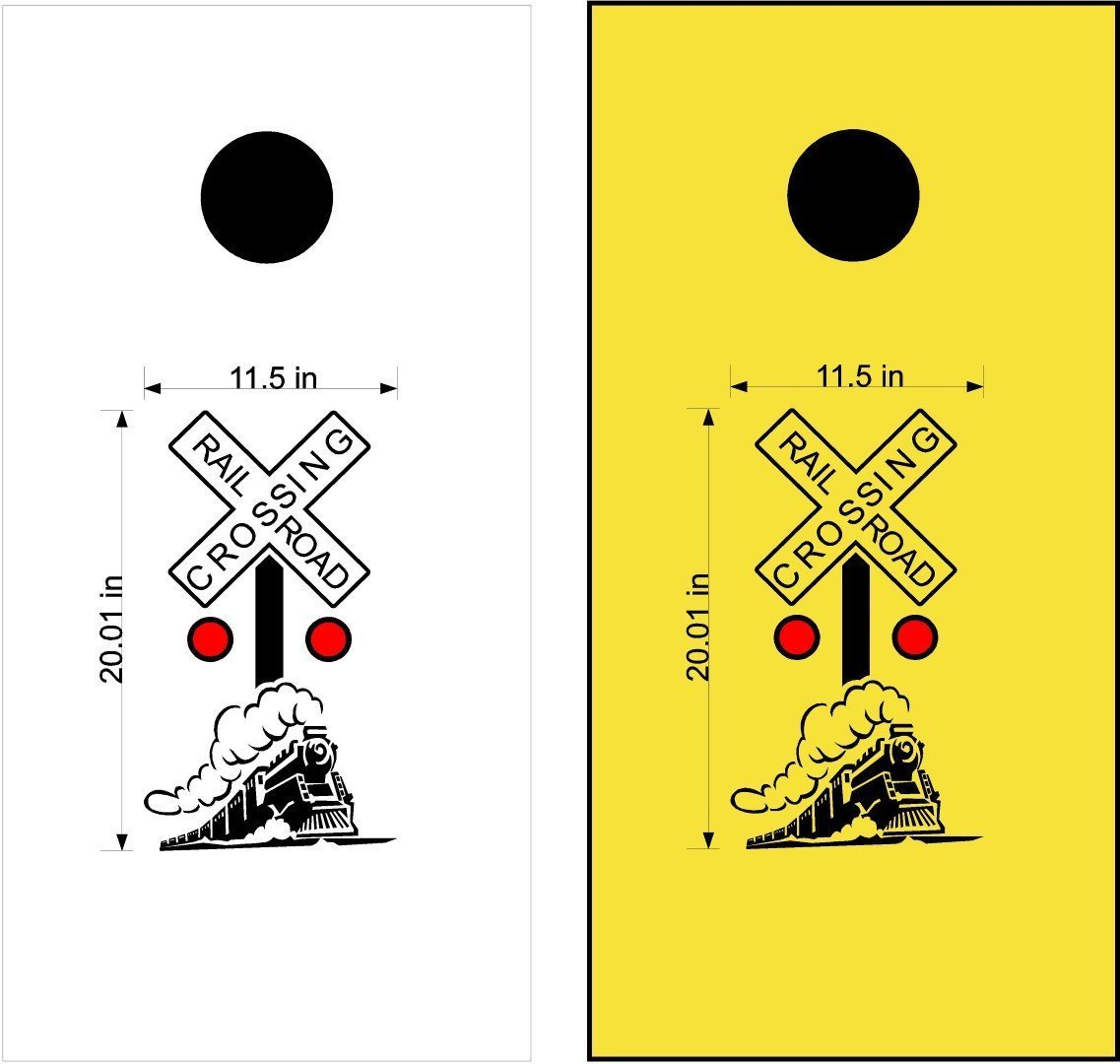 Railroad Crossing Vinyl Decal Sticker for Cornhole Boards
