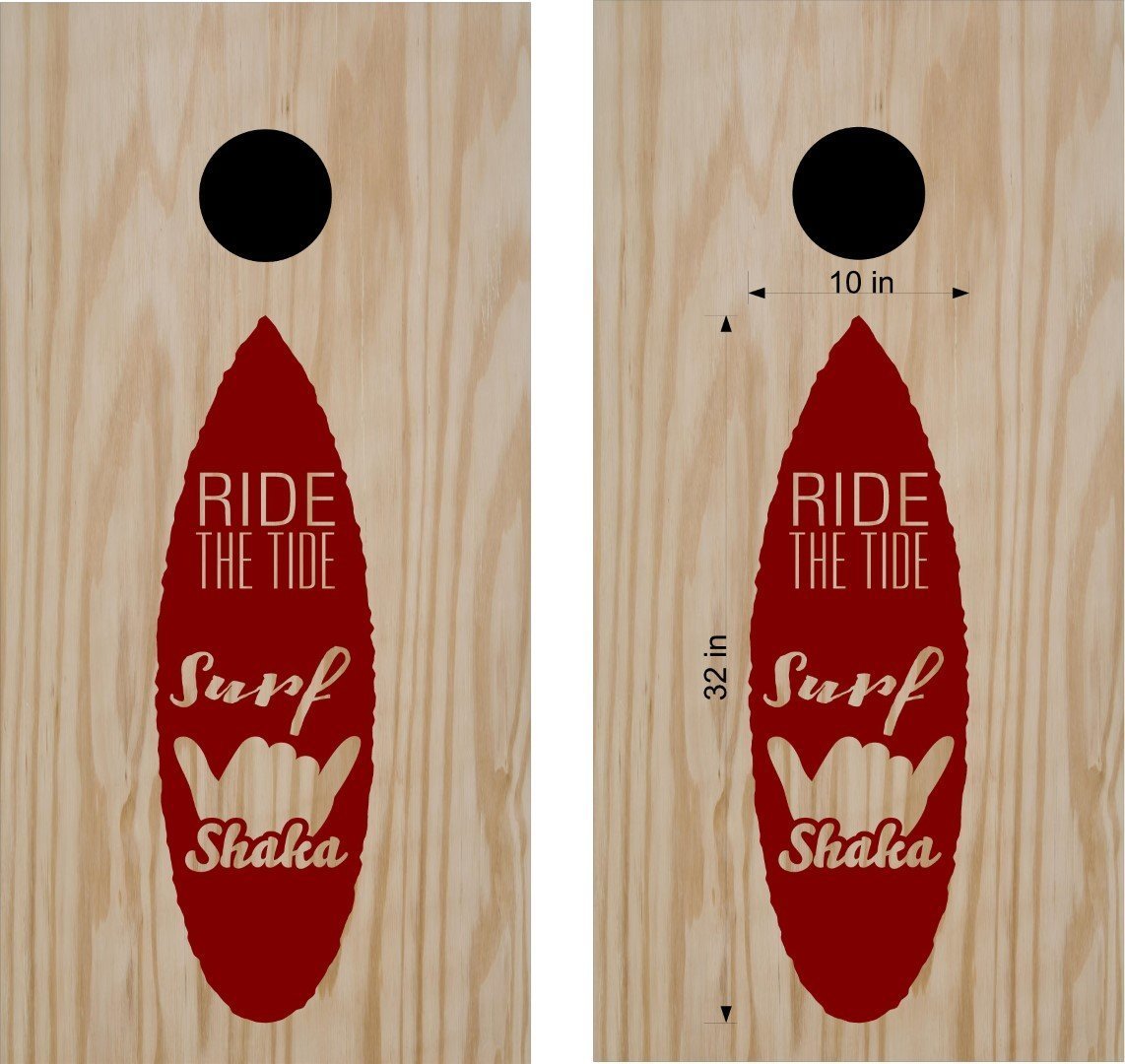 Shaka Surf Board Cornhole Decal Sticker Ocean Bean Bag Toss Game